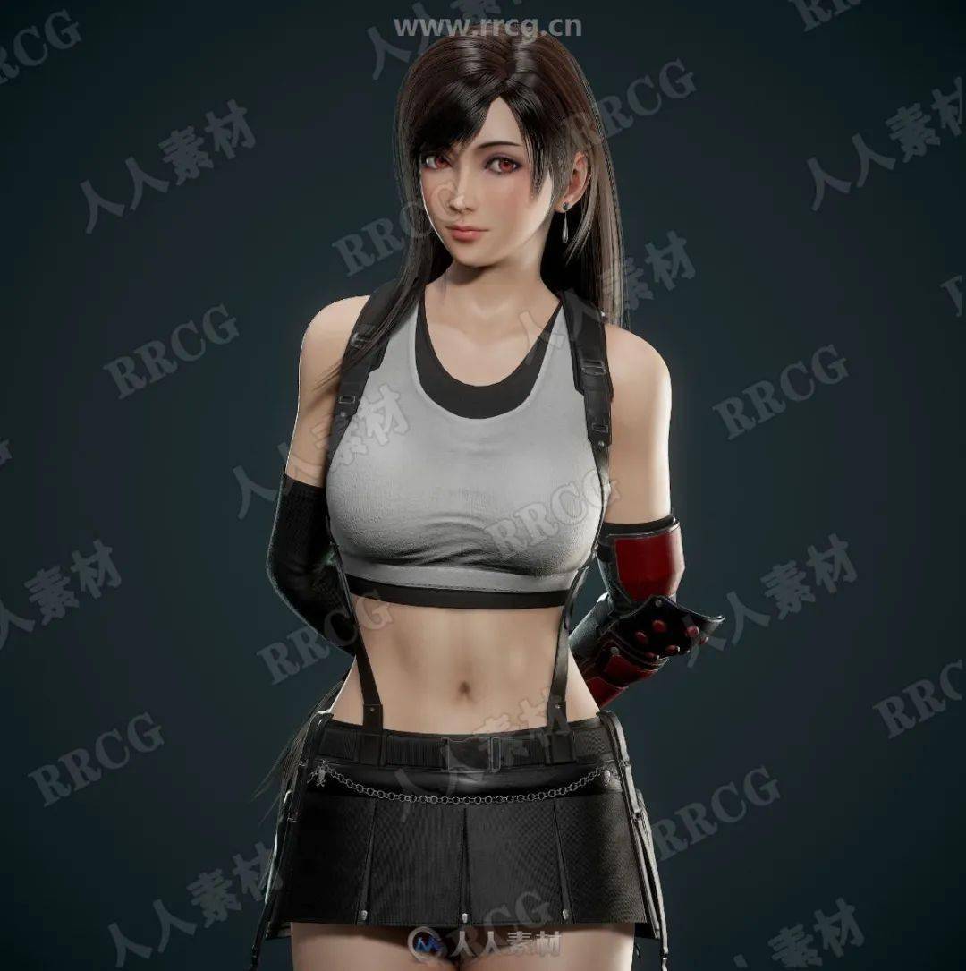 最终幻想7重制版FF7RE女性角色蒂法·洛克哈特Tifa Lockhart高质量3D模型_素材