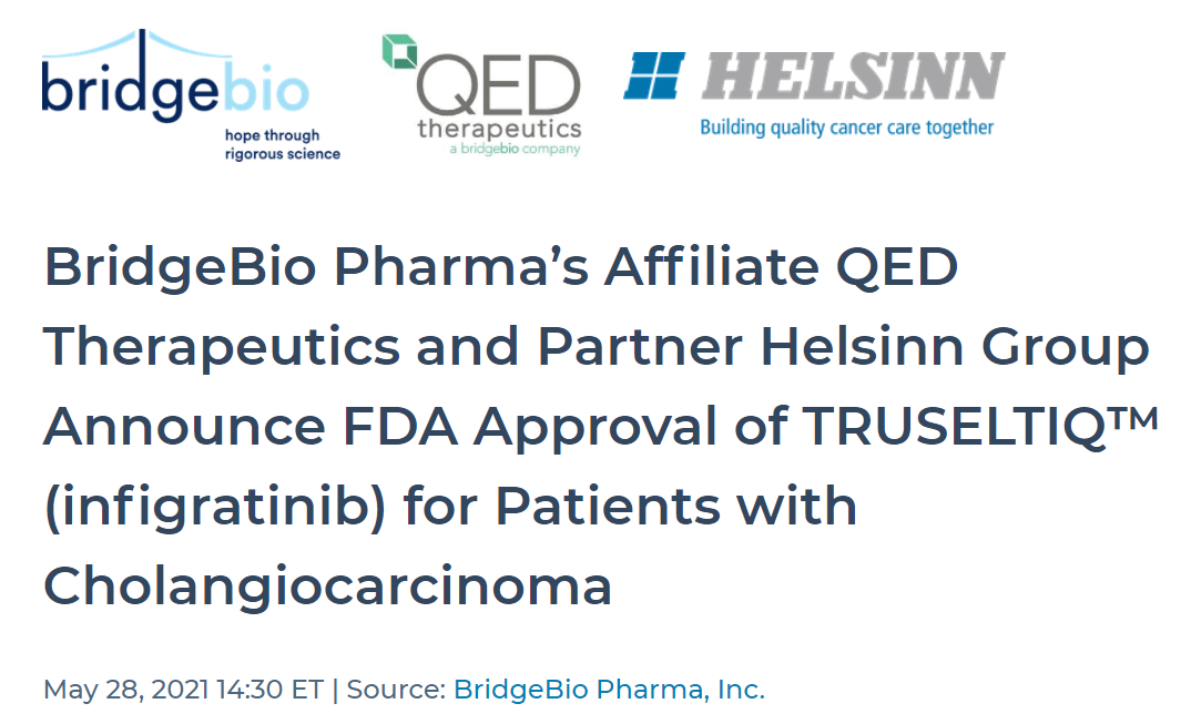 【资讯】FDA批准Infigratinib用于FGFR2融合/重排局部晚期或转移性经治胆管癌_患者