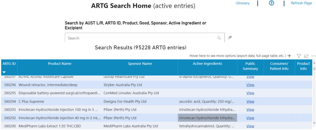 TGA最新发布ARTG search tool，您的澳大利亚注册可以一键查询！_产品_搜索_药品