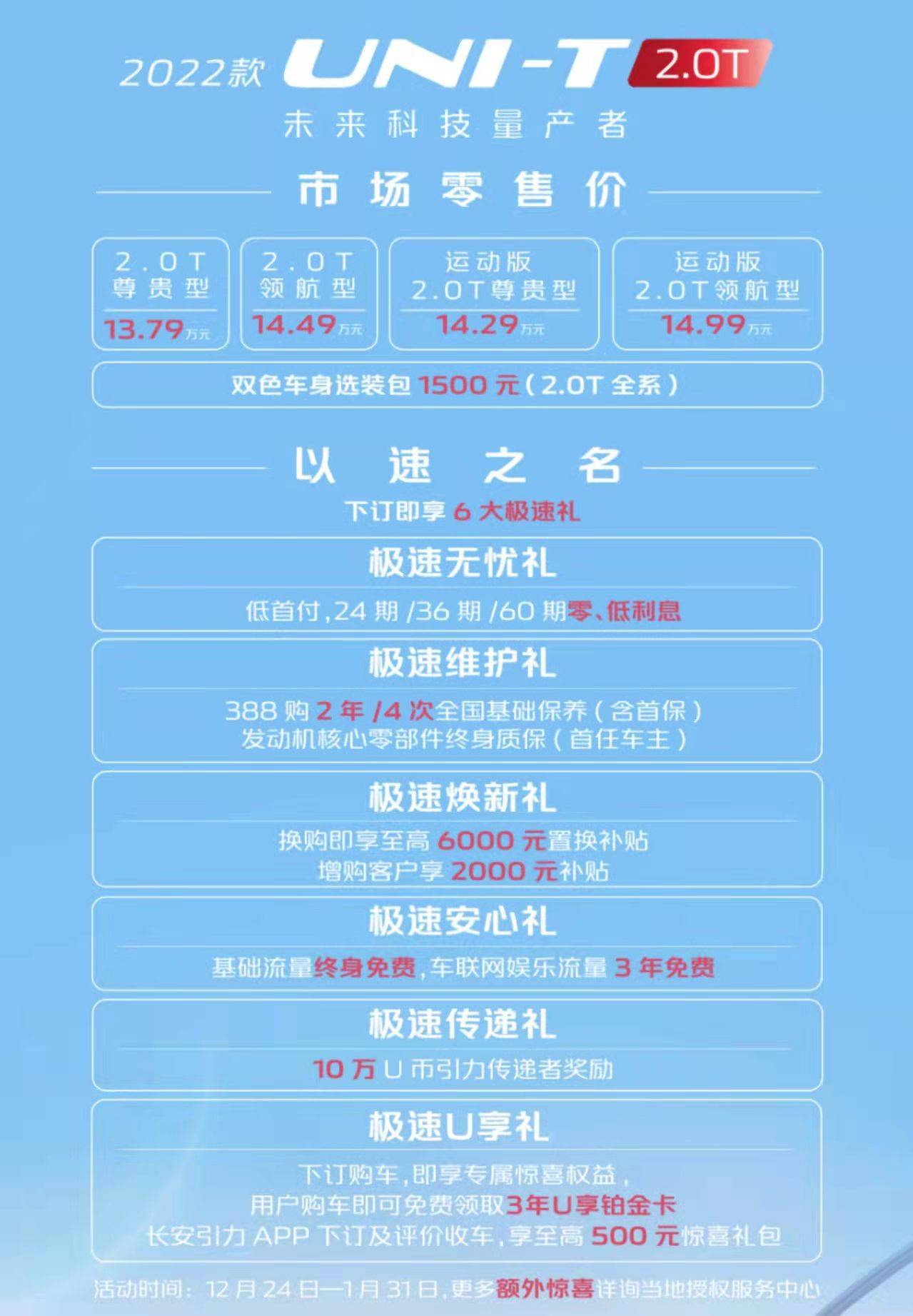 售价13.79-14.99万元 长安2022款UNI-T 2.0T上市_搜狐汽车_搜狐网