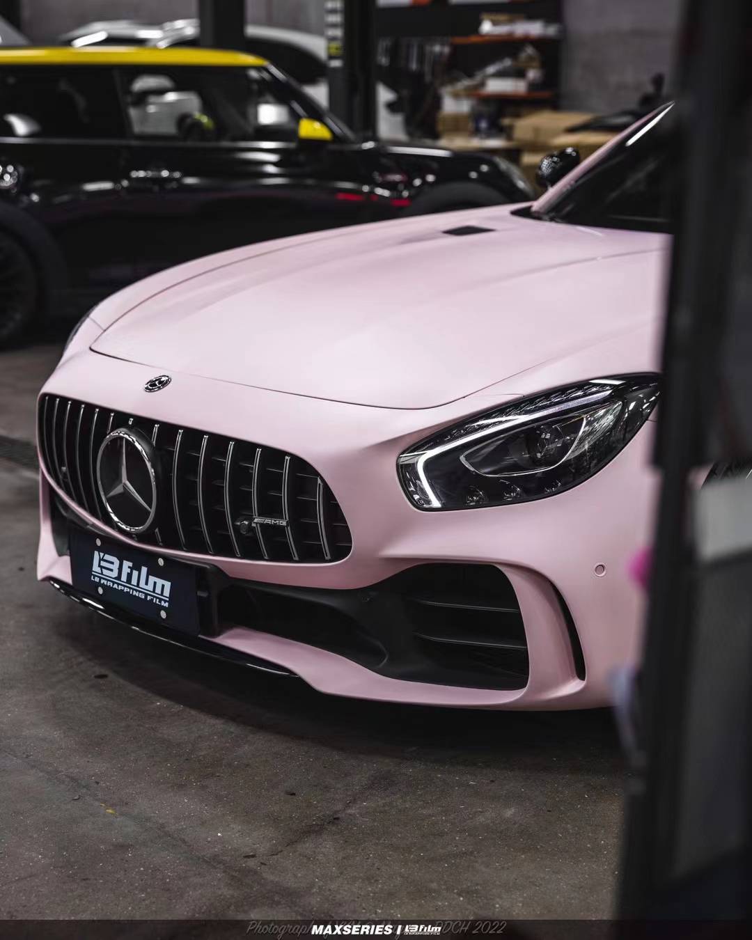 奔驰AMG GTR-LBFILM改色膜消光康乃馨粉,粉粉糯糯的好软萌_搜狐汽车_搜狐网
