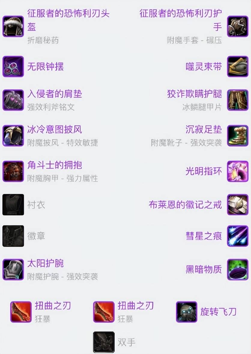 魔兽WLK：奥杜尔P2刺杀贼BIS装推荐！看见就扣掉P键_首选_毕业_暴击