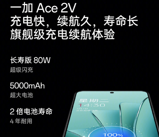 充电要快，还可保持四年久用健康度！一加Ace2V支持长寿版80W闪充_机型_手机_搭载