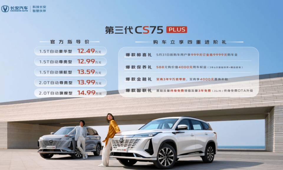 爆款再进阶！搭载1.5T/2.0T+8AT，长安新款CS75 PLUS售12.49万元起_搜狐汽车_搜狐网