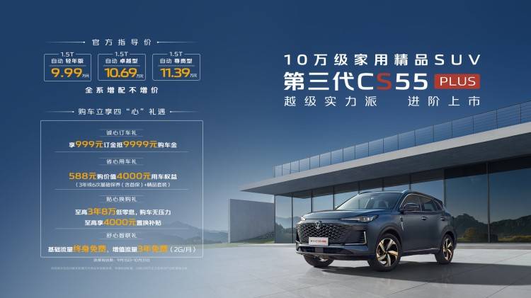 15项品质升级，长安第三代CS55PLUS售9.99万起_搜狐汽车_搜狐网