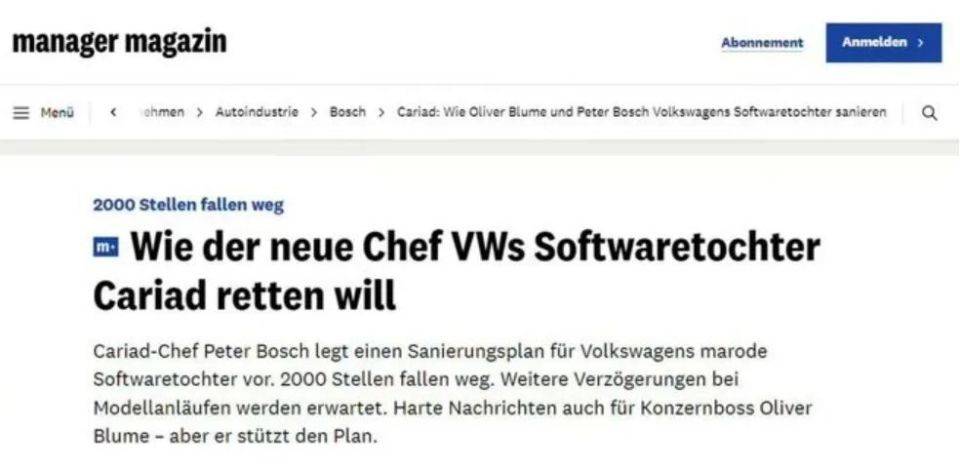 CARIAD裁员2000人，大众“软件之痛”仍在发酵_搜狐汽车_搜狐网