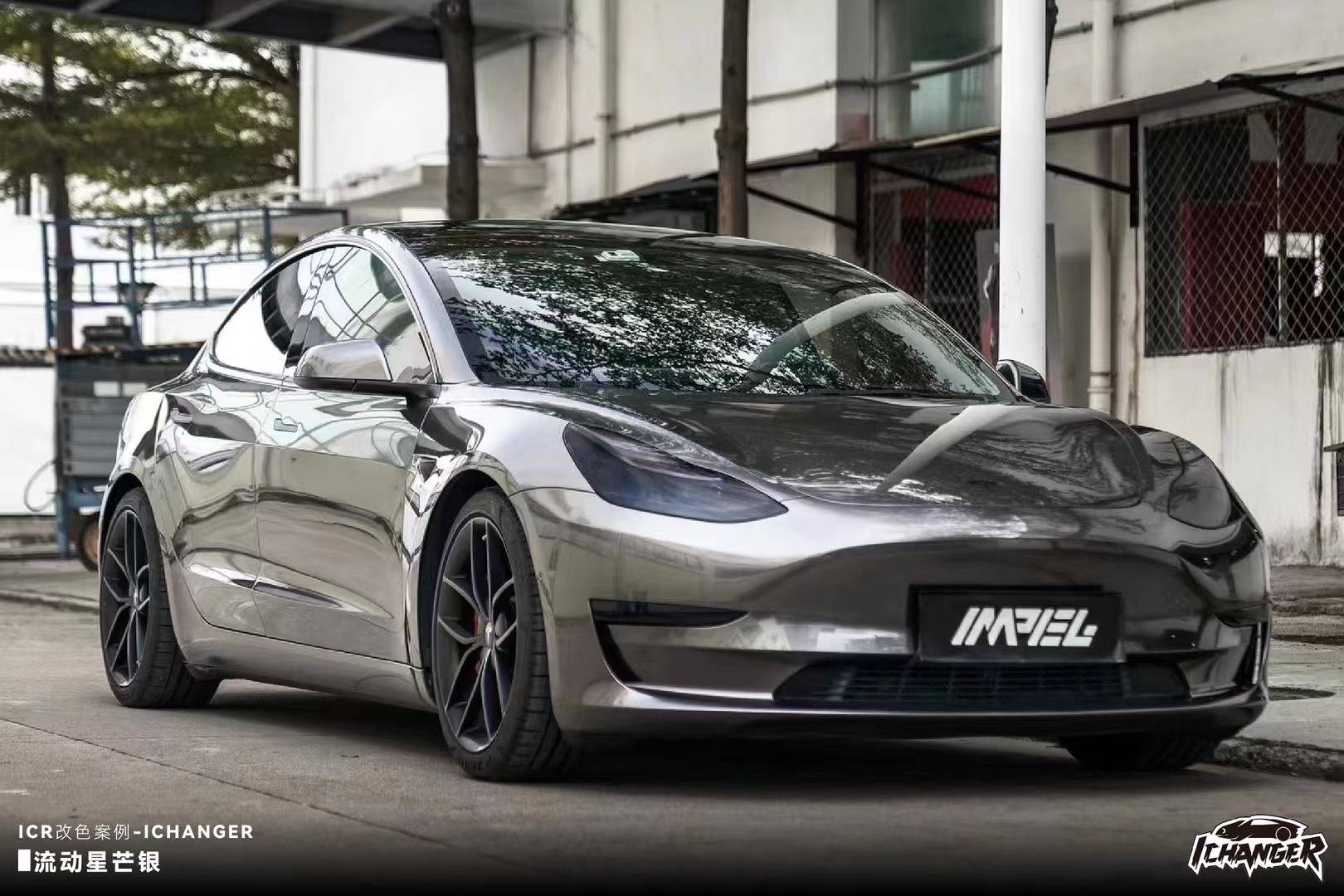 特斯拉Model3-ICR改色膜流动星芒银，要颜值有颜值_搜狐汽车_搜狐网