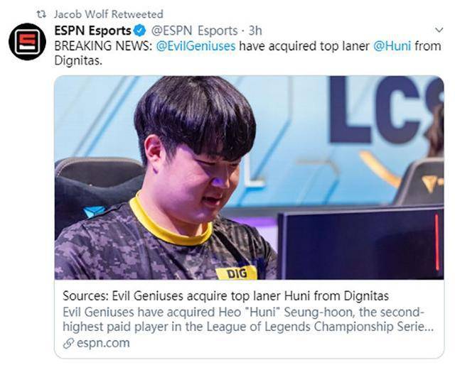 EG官宣：Huni选手正式加盟！两位SKT队员成功在LCS重聚_Bang