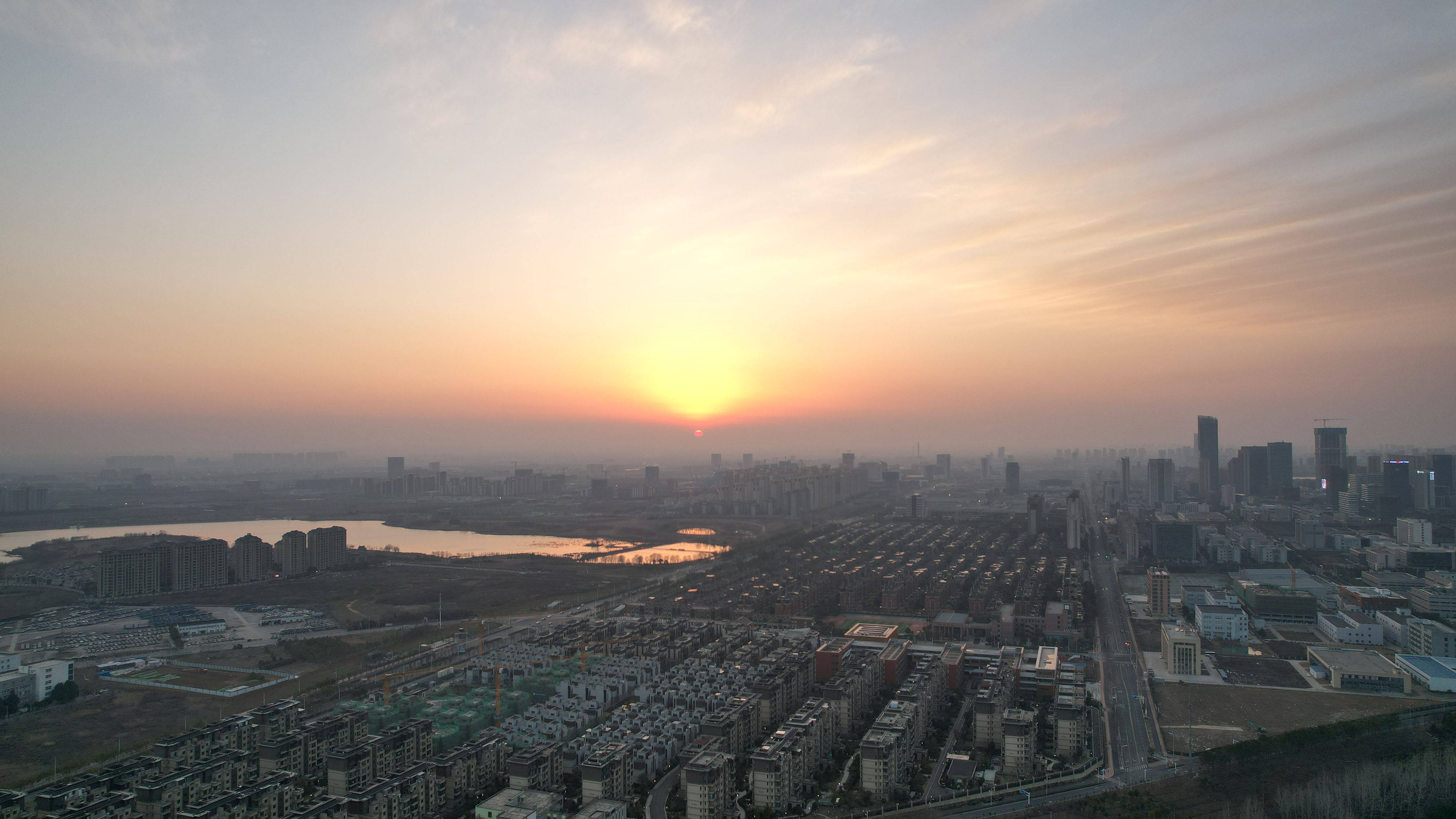 大年初四，航拍合肥晚霞，鸟瞰落日余晖-搜狐大视野-搜狐新闻