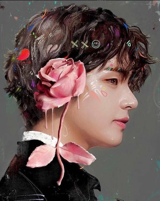 韩国著名插画大师Kildren分享画作“比花更美丽的V侧面”_偶像