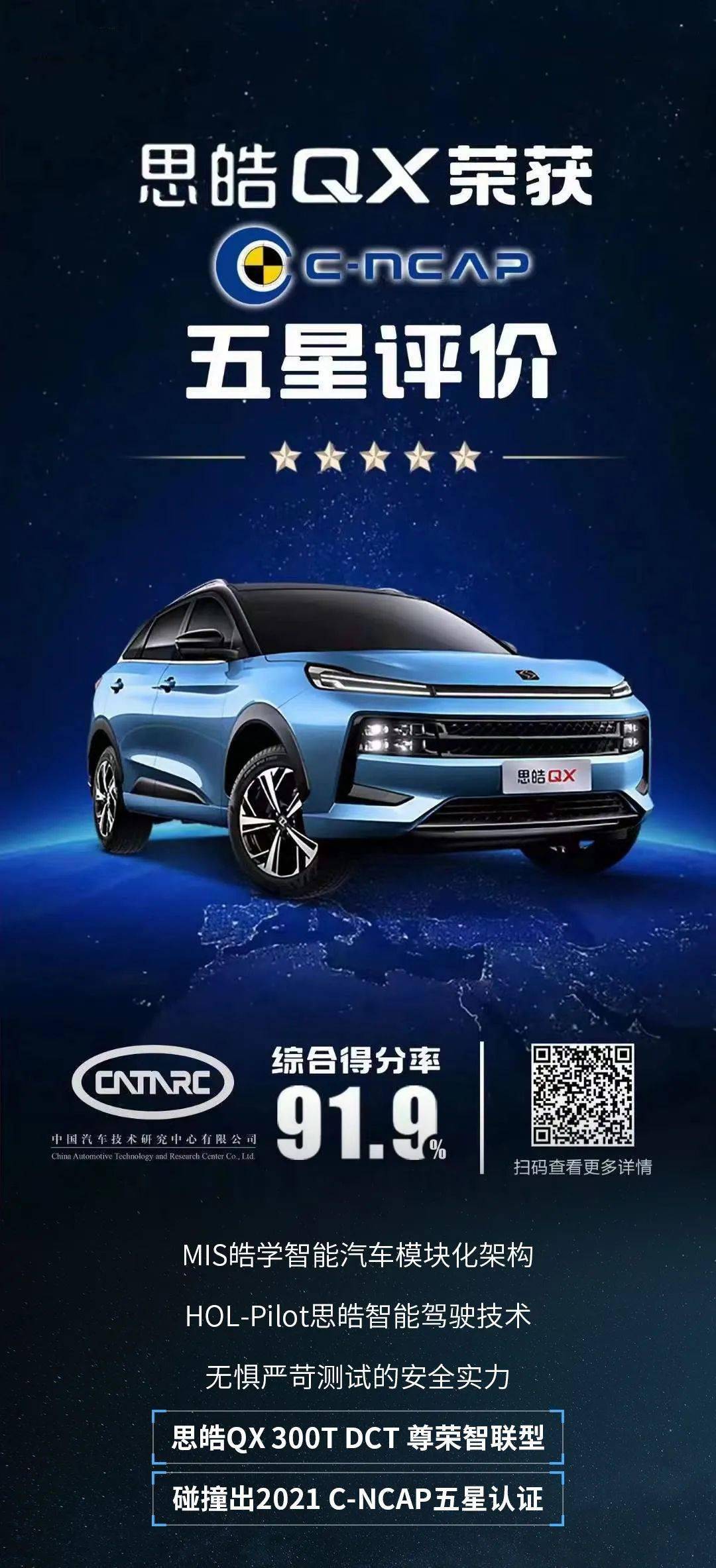 {蒙城宏通}思皓QX丨综合得分91.9%，C-NCAP五星认证！_搜狐汽车_搜狐网