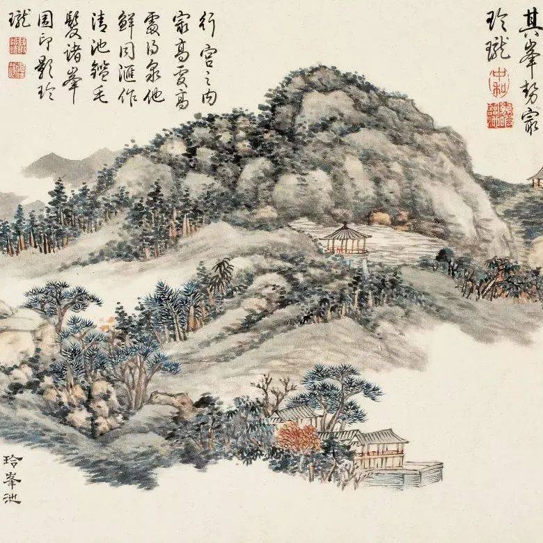 董诰的精品山水画，美！_栖霞山_书画_西峰