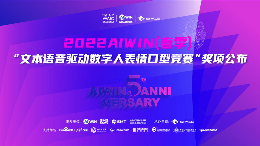 2022世界人工智能大赛AIWIN创新大赛，“文本语音驱动数字人表情口型竞赛”圆满收官_技术_大赛_口型