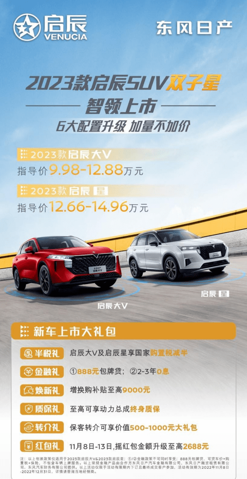 配置“加量”，不加价！2023款启辰SUV“双子星”9.98万元起上市_搜狐汽车_搜狐网