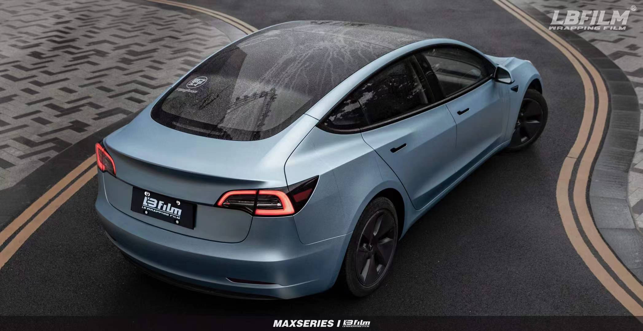 特斯拉model3-LB改色膜超亚纳米蓝，这个蓝色不一般!_搜狐汽车_搜狐网