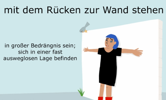 德语谚语：mit dem Rücken zur Wand stehen_in_sich_er