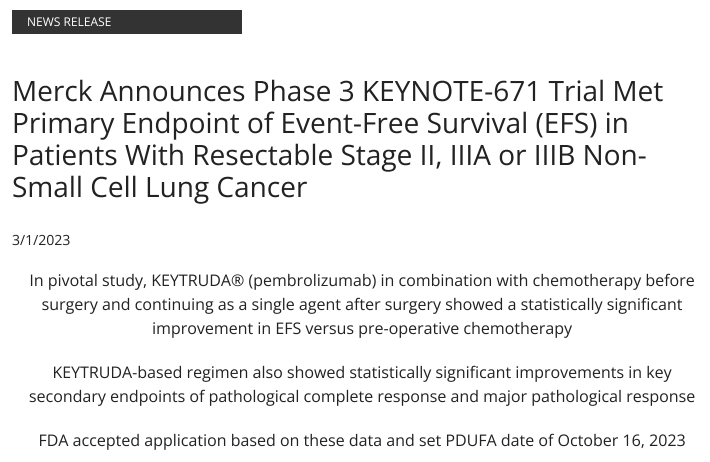 早期 NSCLC：默沙东 K 药临床成功，新适应症申报上市！_治疗_Insight_详细数据