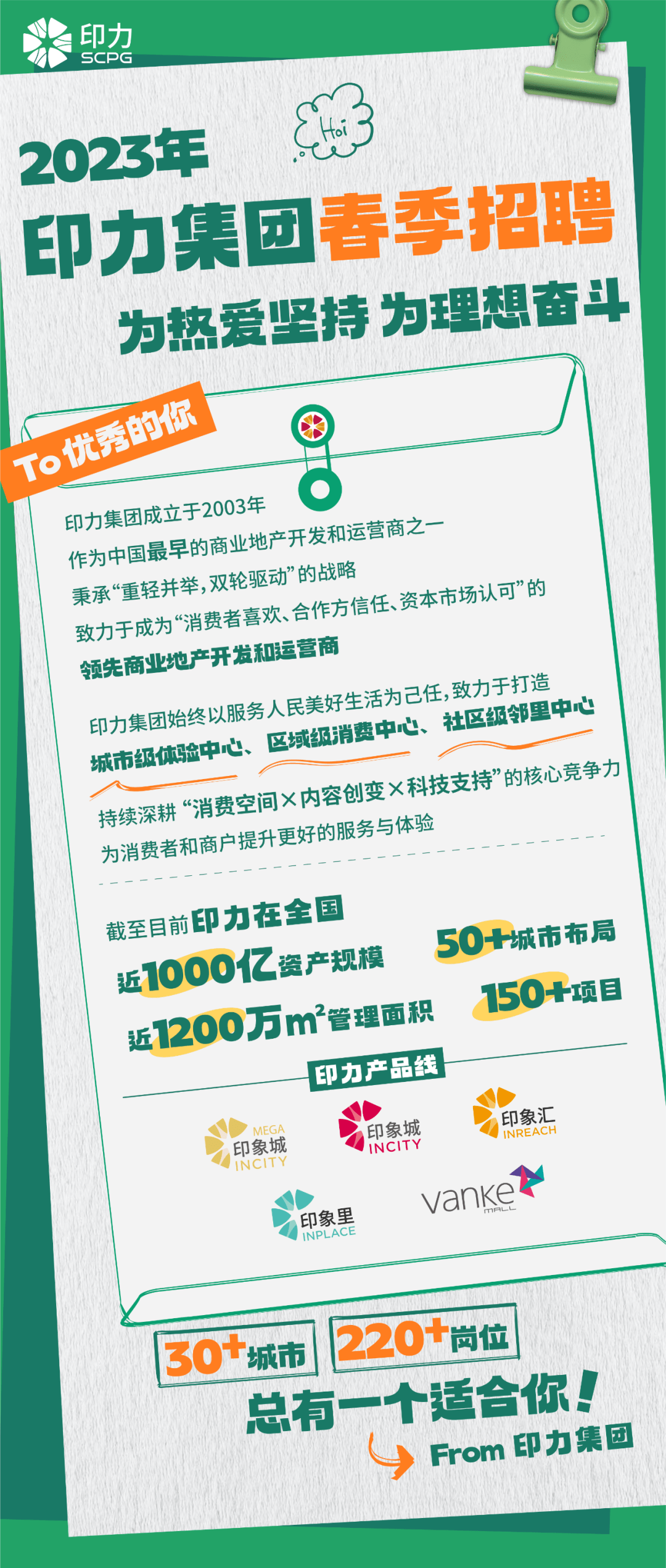 印力集团2023春季招聘 全国30+城市、220+岗位诚待精英