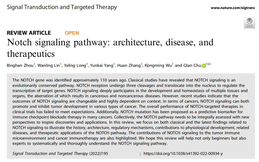 华中科技大学课题组在38分的STTT发表超重磅综述，带你详解这一经典热门通路！_信号_研究_基因
