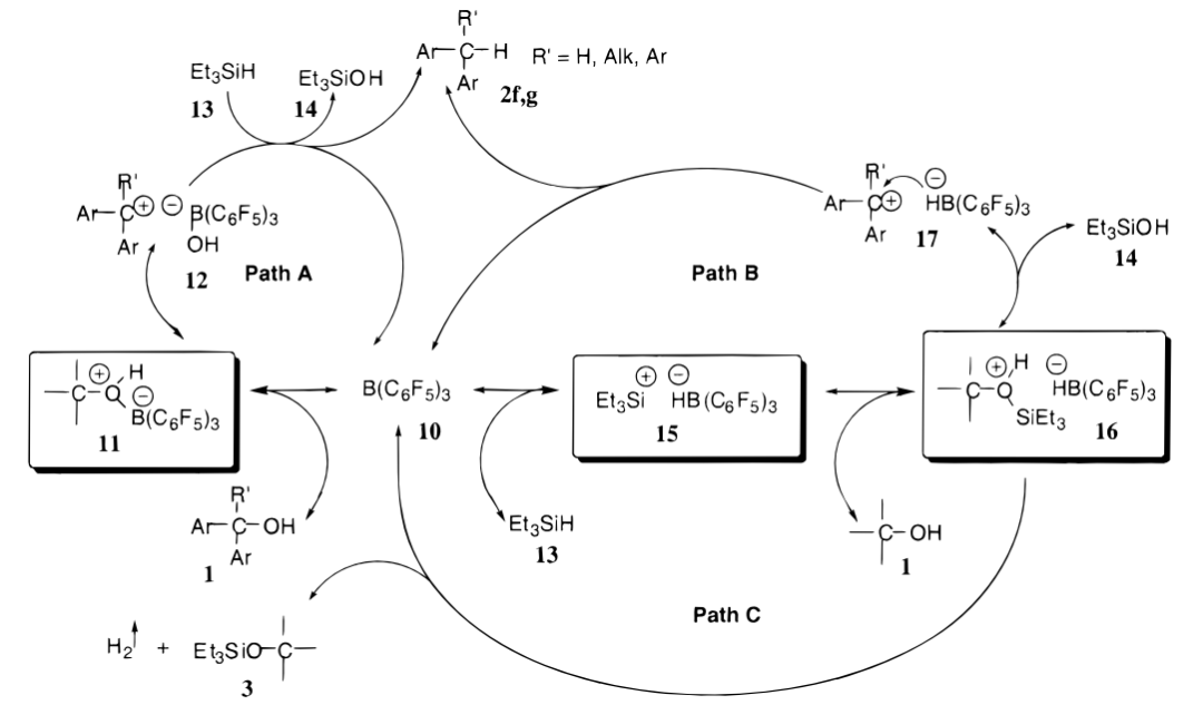 三乙基硅烷还原醇或醛酮是什么机理？_烷烃_Chem_Org