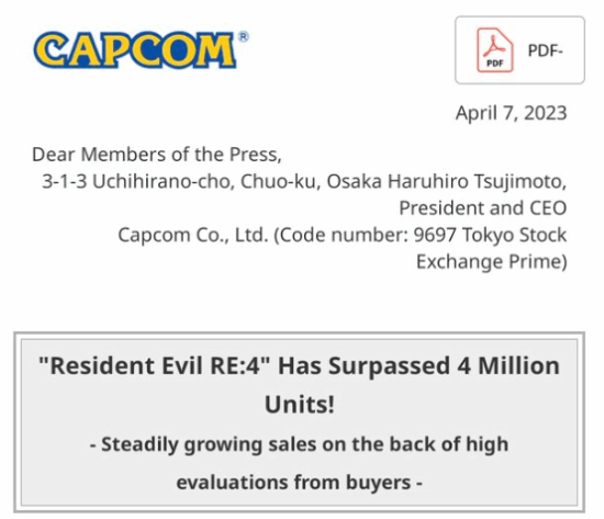 《生化4RE》成系列最畅销游戏！400万份仅用时14天_使其_支持_卡普空