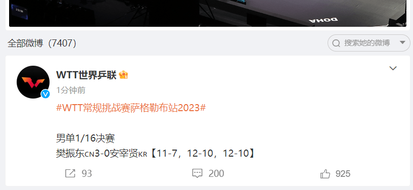 2023WTT常规挑战赛萨格勒布站：樊振东 3-0 战胜安宰贤，晋级男单16强_世界_决赛_来源