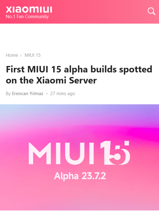 小米MIUI 15首曝！只因一台红米Note 13..._开发_首批_机型