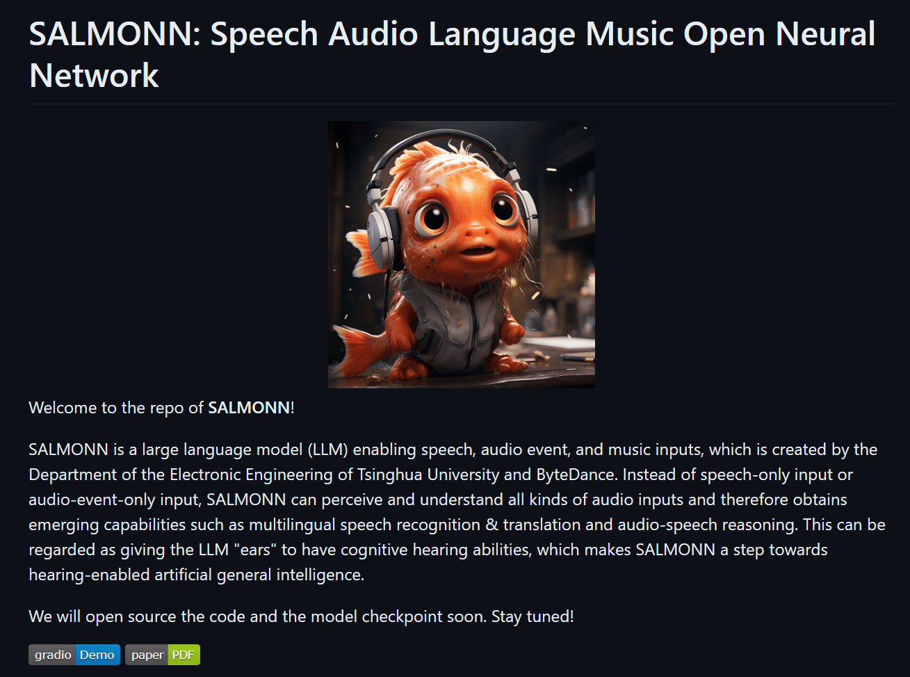 清华大学联合字节跳动，开源听觉大语言模型 SALMONN_语音_音频_识别