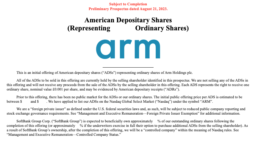 今年全球最大规模 IPO 或将诞生，芯片巨头 Arm 正式提交上市申请！_公司_收购_亿美元