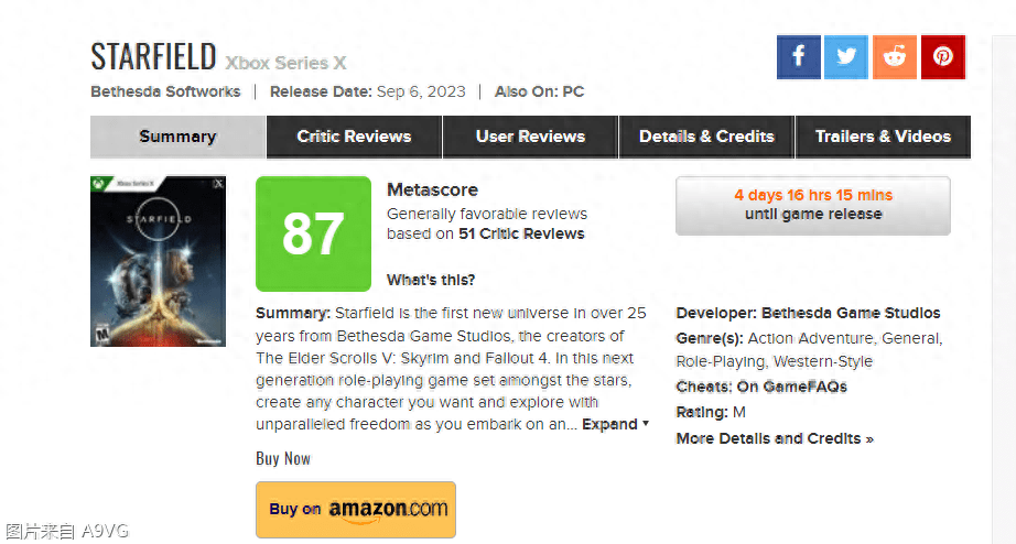 《星空》全球媒体评分解禁 IGN7 GS 7 GI 8.5 MC/OC均分87_游戏_玩家_任务