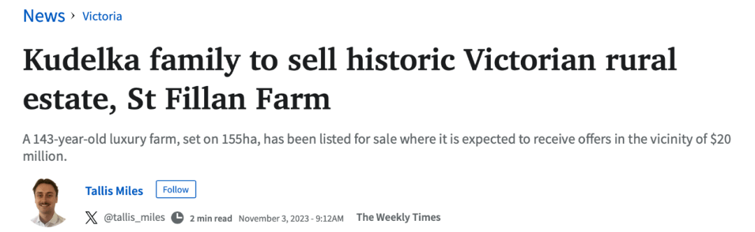 $2000万！百年历史的维州顶级庄园上市了！_Fillan_Kudelka_Farm