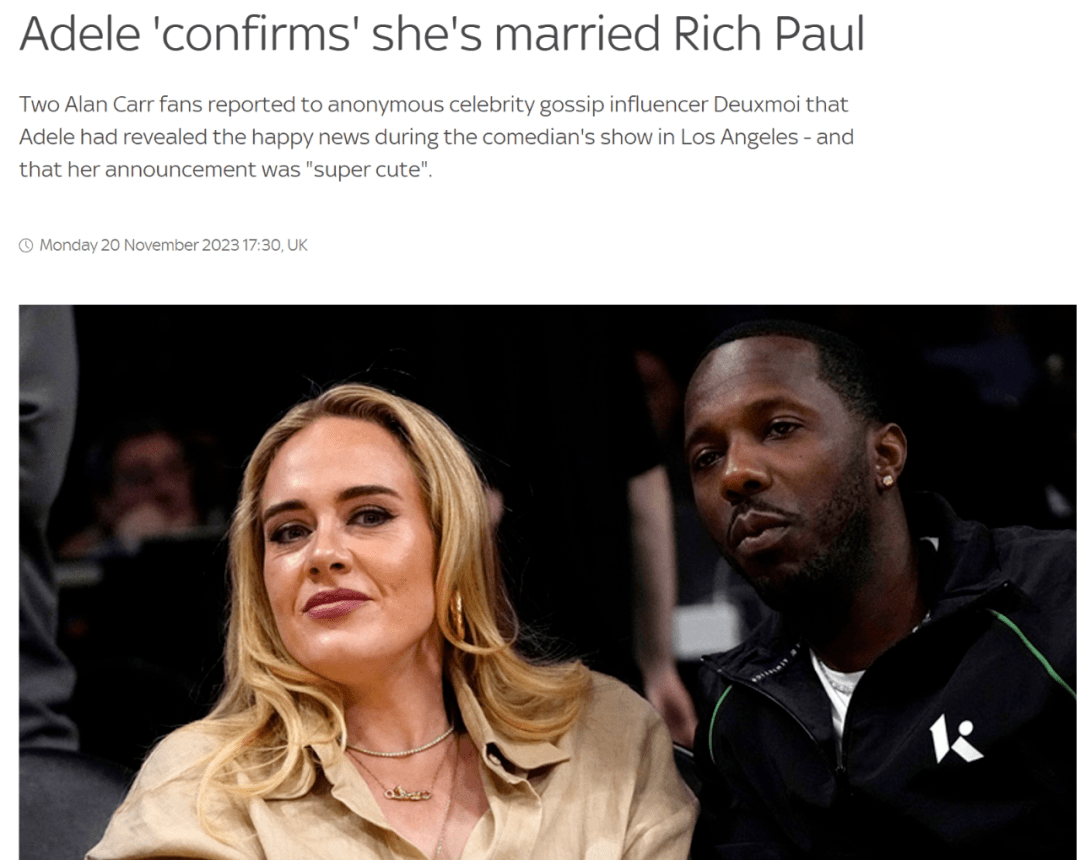Adele 宣布结婚，35岁嫁给爱情！_Carr_Alan_Rich
